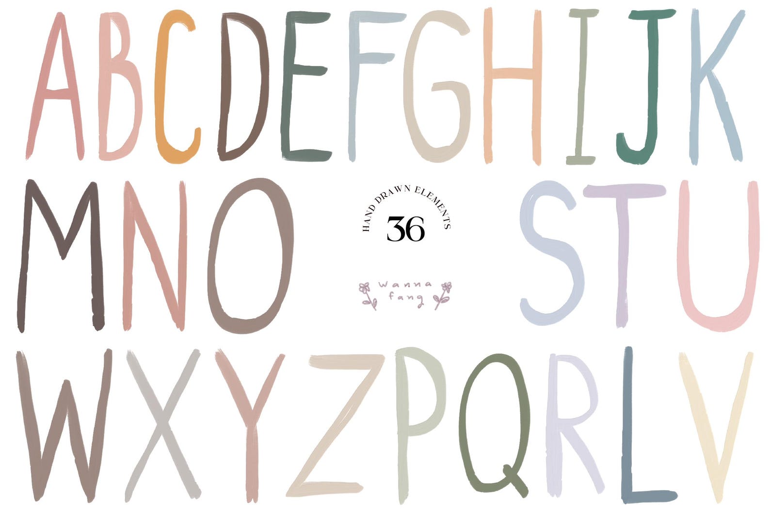 Cute Kids Hand Drawn Alphabet, Funny Font, Colorful Letters Clipart ...