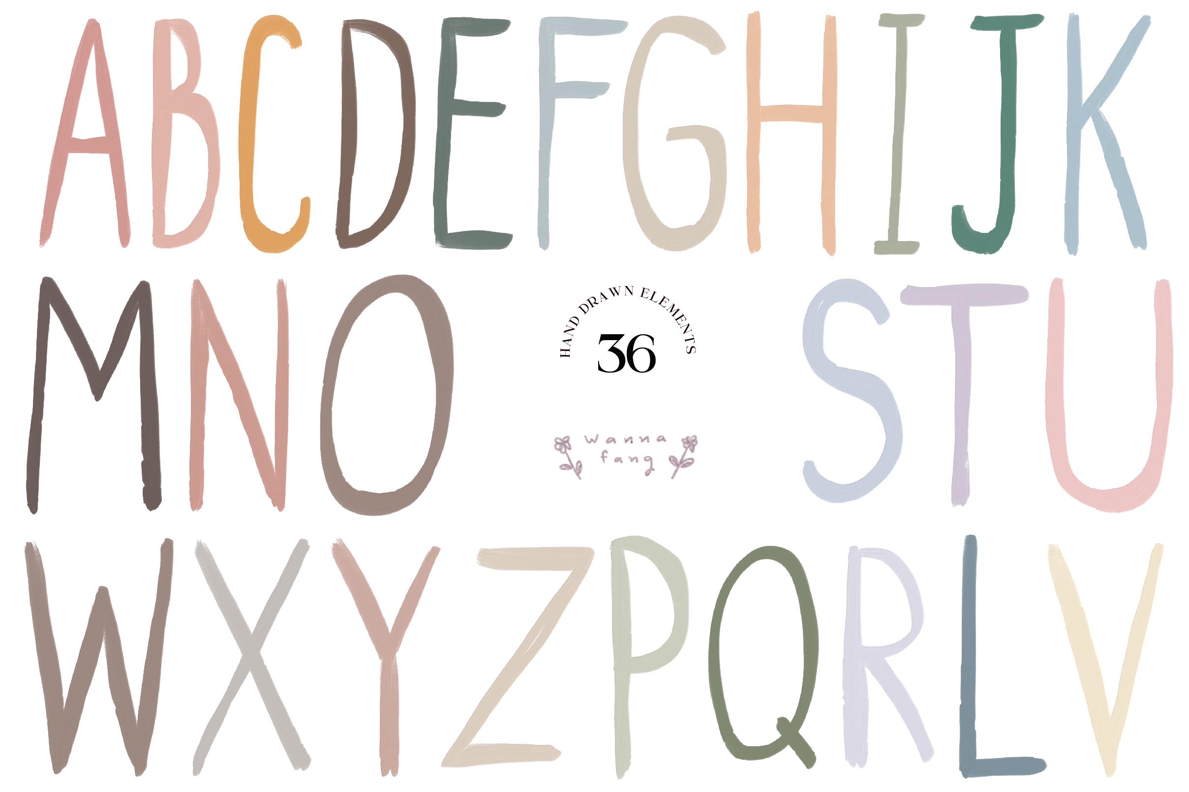 Cute Kids Hand Drawn Alphabet, Funny Font, Colorful Letters Clipart ...