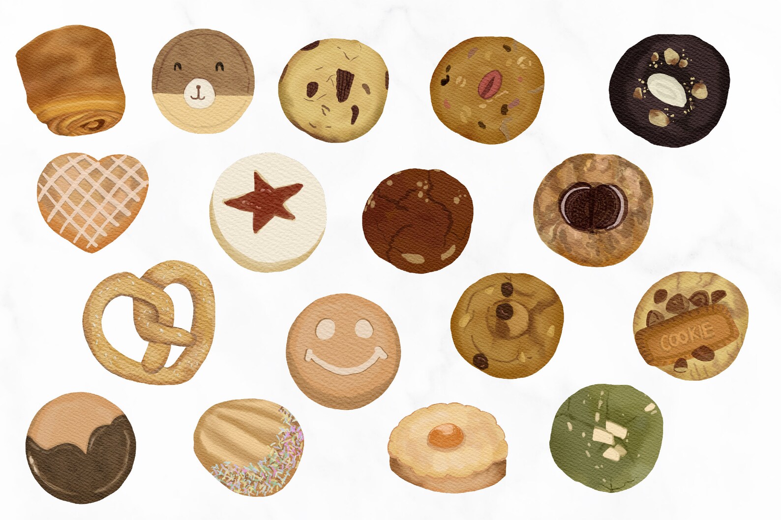 Watercolor Bread and Bakery Clipart, Cake, Cupcake, Breads, Donut ...