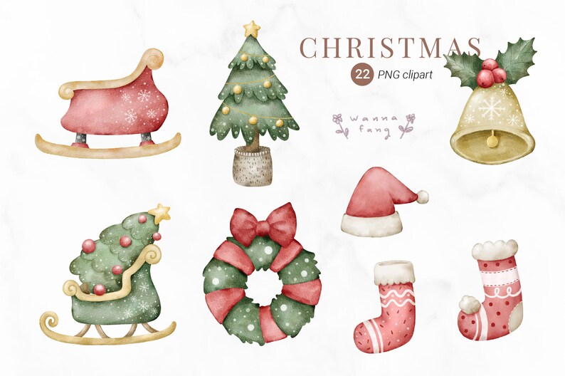 Christmas Watercolor Santa Claus Clipart Set, Festive Holiday ...