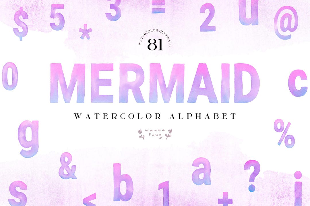 Mermaid Letter Watercolor Clipart, Girl Alphabet, Colorful Alphabet ...