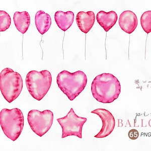 Watercolor Pink Balloons Clipart,party, Instant Download, PNG - Etsy