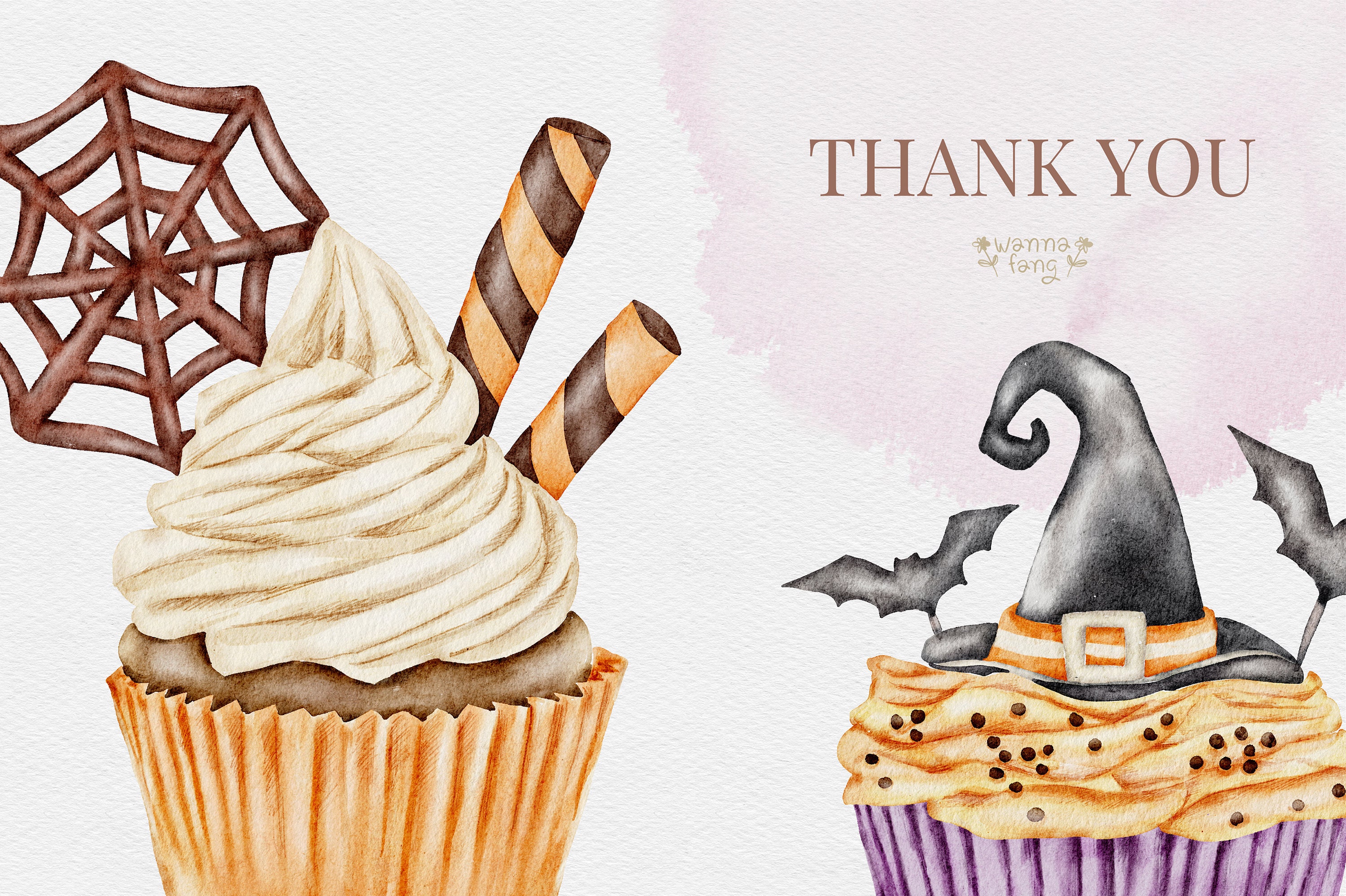 Halloween Cupcake Watercolor Clipart, Instant Download, PNG - Etsy