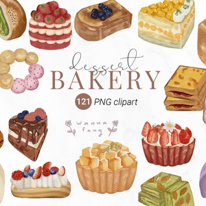 Watercolor Bread and Bakery Clipart, Cake, Cupcake, Breads, Donut ...