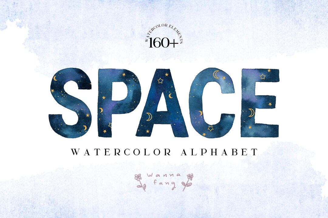 Galaxy Watercolor Alphabet Clipart, Galaxy Letters and Numbers, Space ...