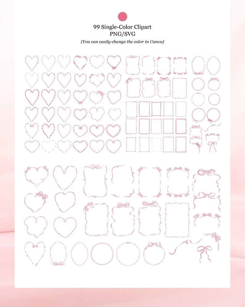 Coquette Valentine Ribbon Frame Clipart - Hand Drawn PNG, SVG, EPS ...