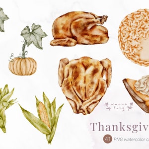 Thanksgiving Watercolor Clipart, Autumn Watercolor Clipart, Instant ...