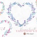 Big Set Valentine's Day Watercolor Clipart, Valentine's Day Element ...