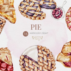Pie Watercolor Clipart, Bakery Clipart, Breads, Bake, Instant Download ...
