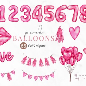 Watercolor Pink Balloons Clipart,party, Instant Download, PNG - Etsy