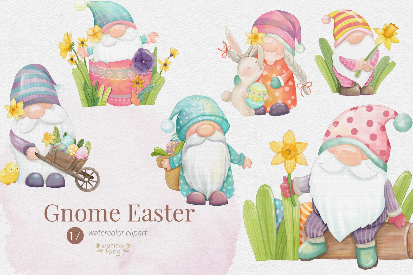Watercolor Easter Gnome Clipart, Instant Download, PNG - Etsy