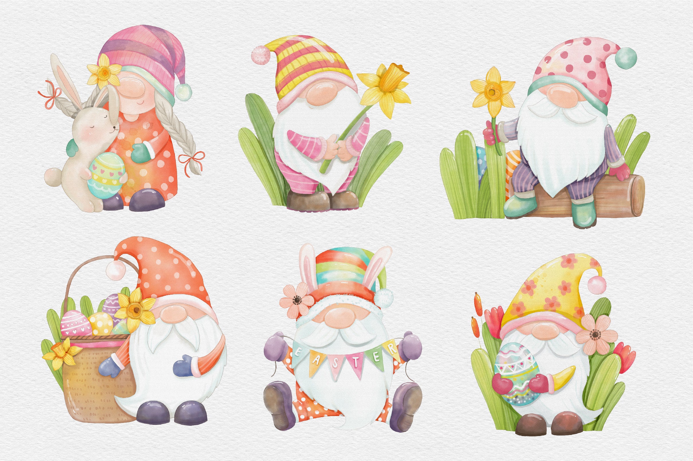 Watercolor Easter Gnome Clipart, Instant Download, PNG - Etsy