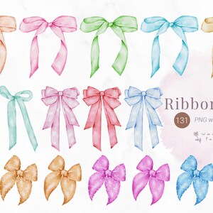 Watercolor Ribbon Bow Clipart Collection, Instant Download, PNG - Etsy