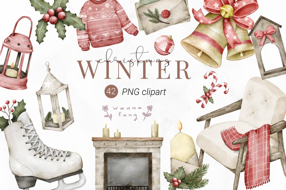 Cozy Christmas Watercolor Clipart Set Christmas Ornaments - Etsy