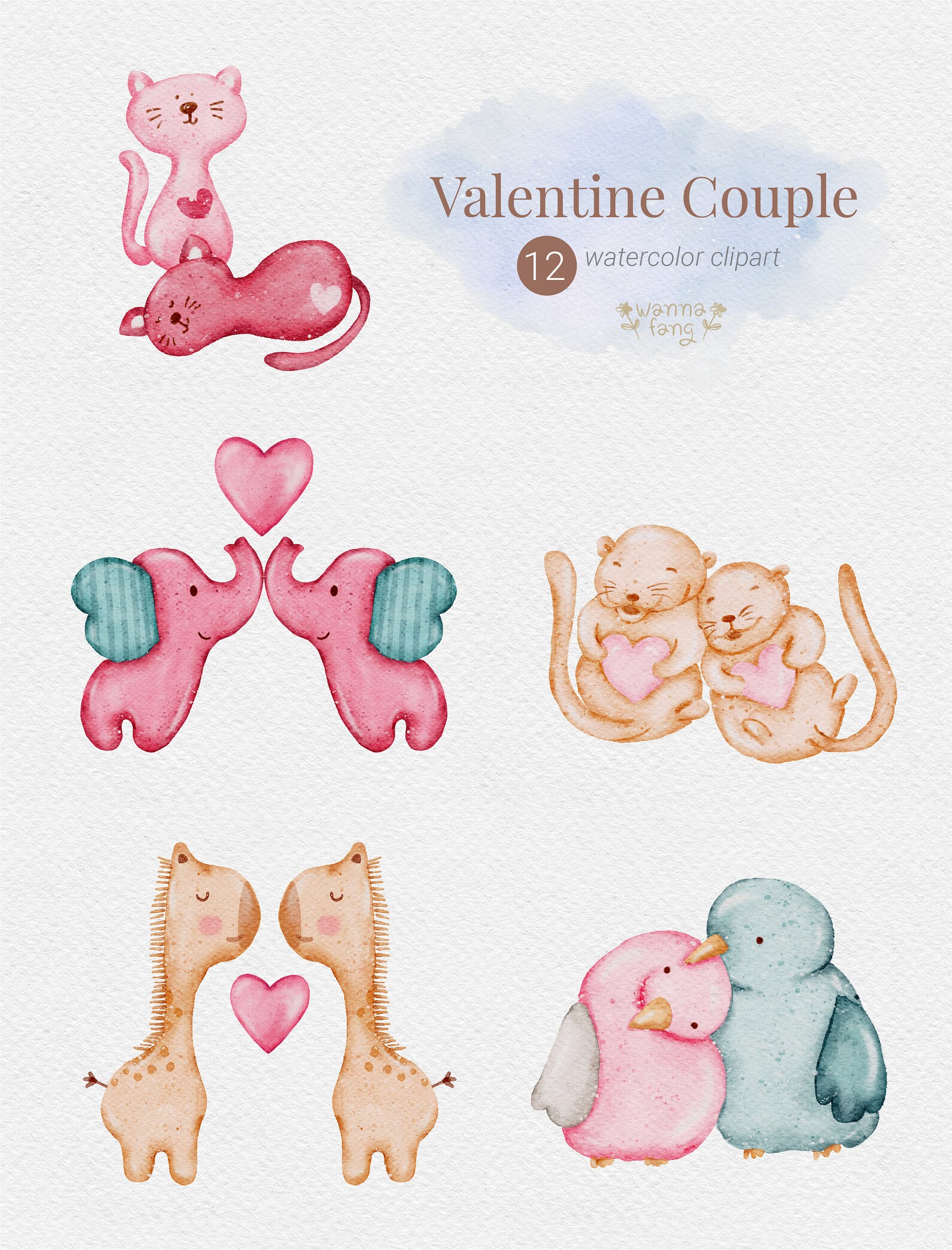 Valentine Couple Watercolor Clipart, Valentine's Day Element, Valentine ...