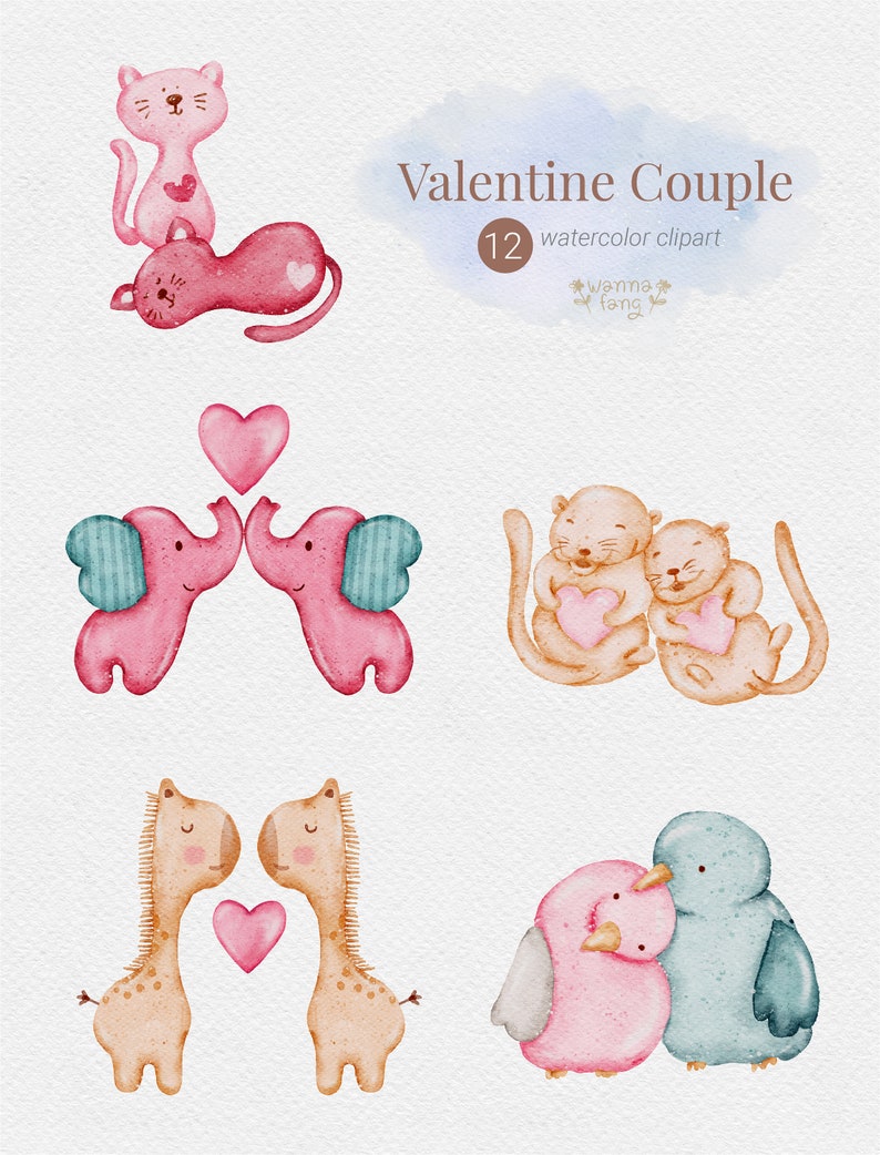 Valentine Couple Watercolor Clipart, Valentine's Day Element, Valentine ...