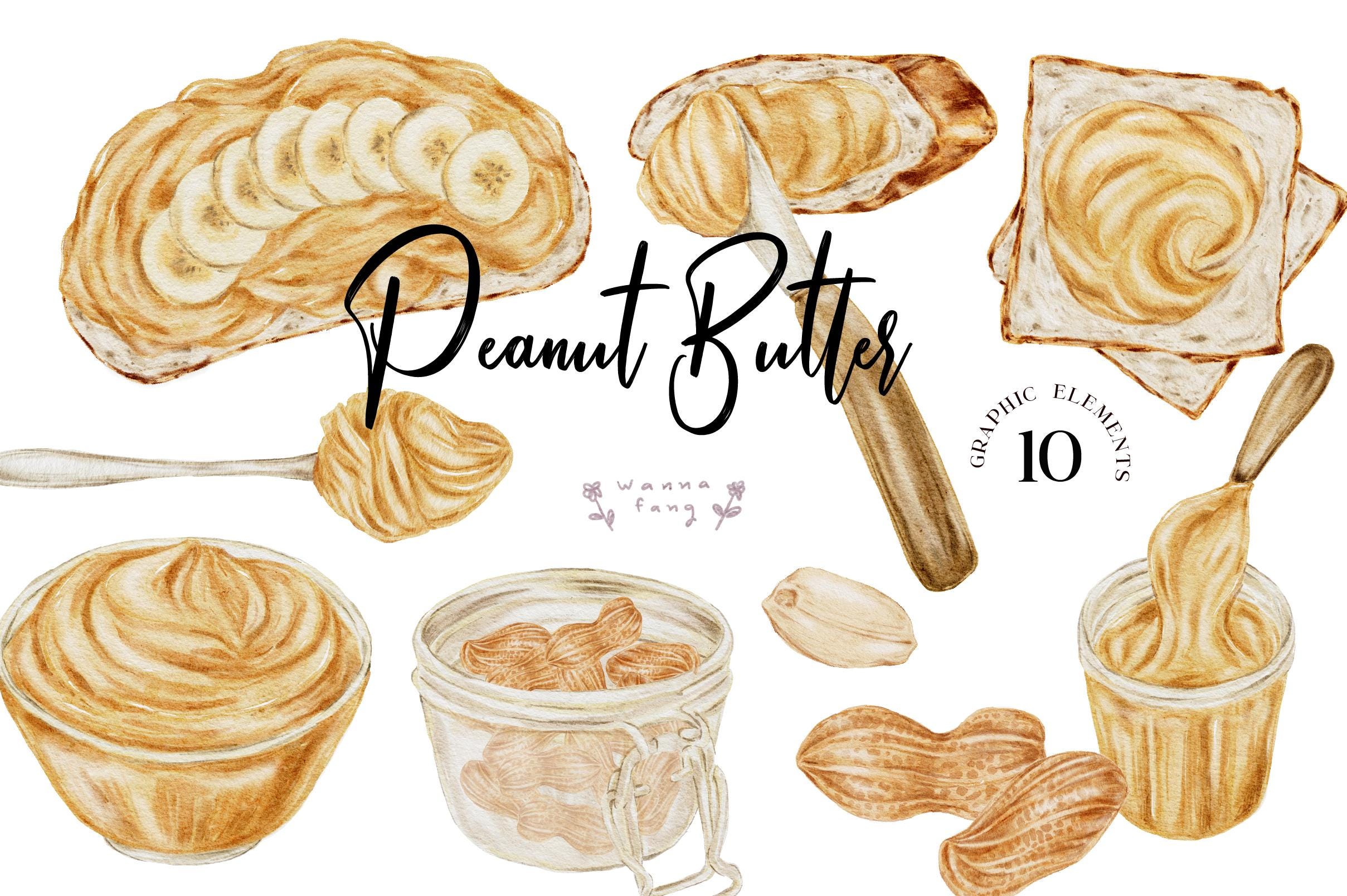 Watercolor Peanut Butter Clipart, Watercolor Peanut, Food Clipart ...