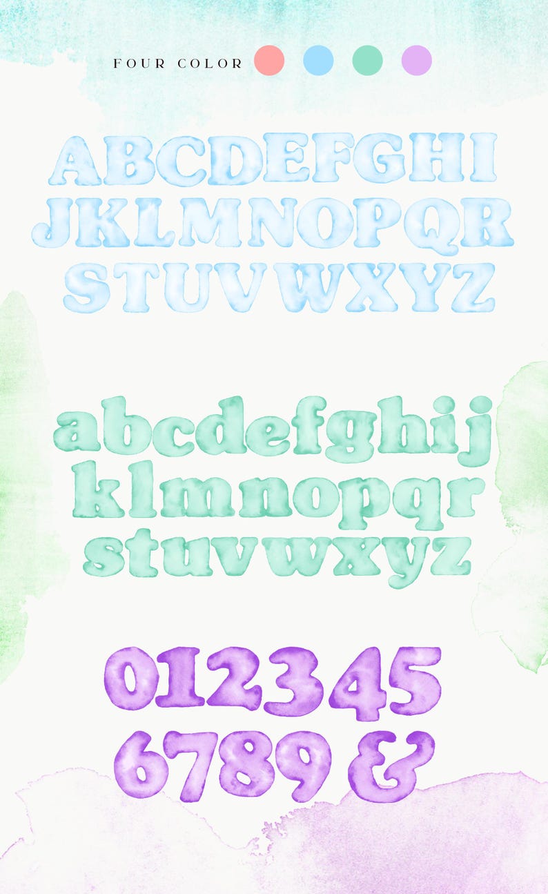 Watercolor Alphabet Clipart, Watercolor Font, Colorful Alphabet, Kids ...