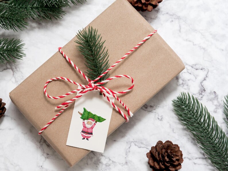 Watercolor Santa Clipart | Cute Christmas Santa With Tree (PNG, Instant ...