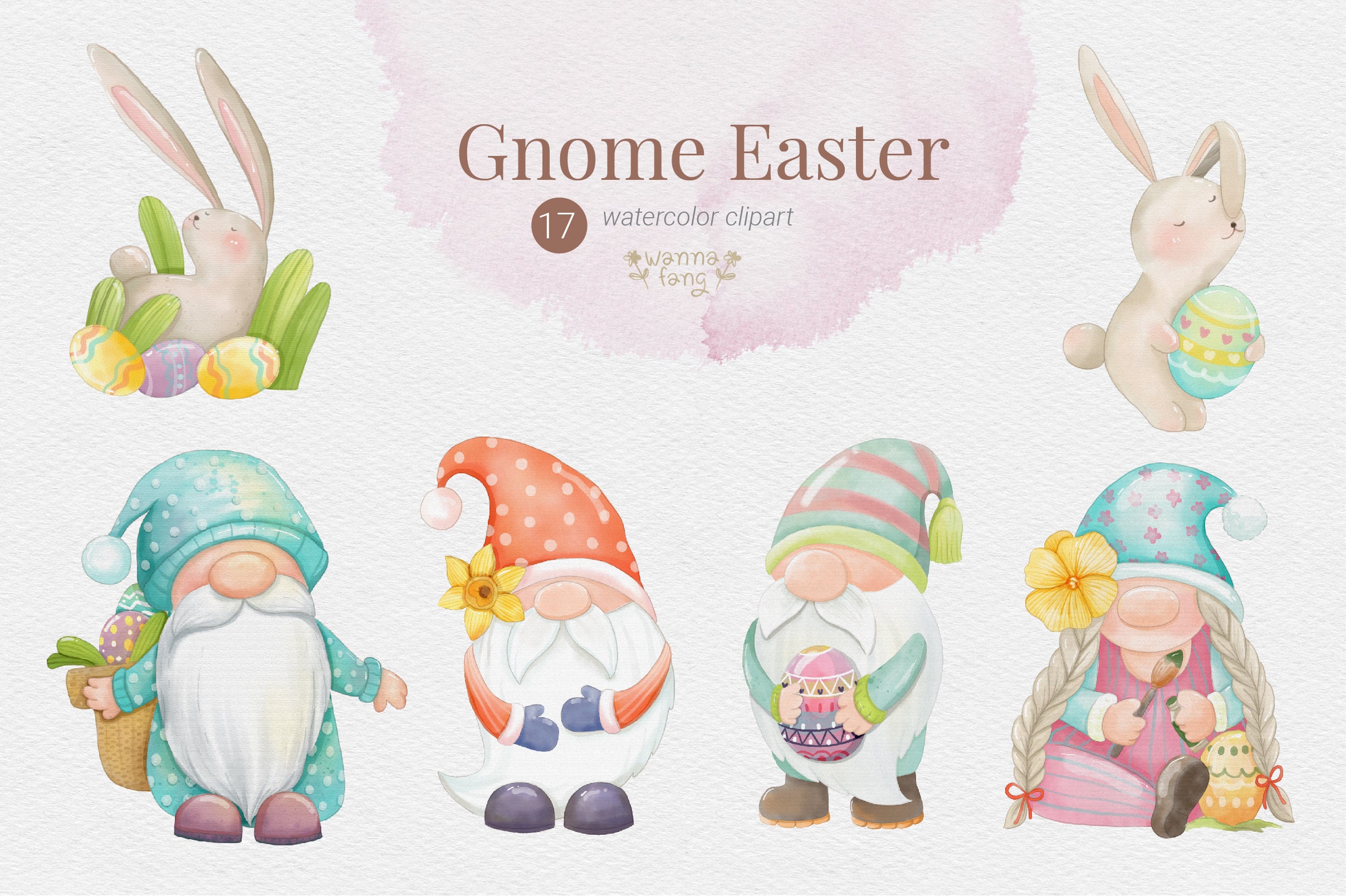 Watercolor Easter Gnome Clipart, Instant Download, PNG - Etsy