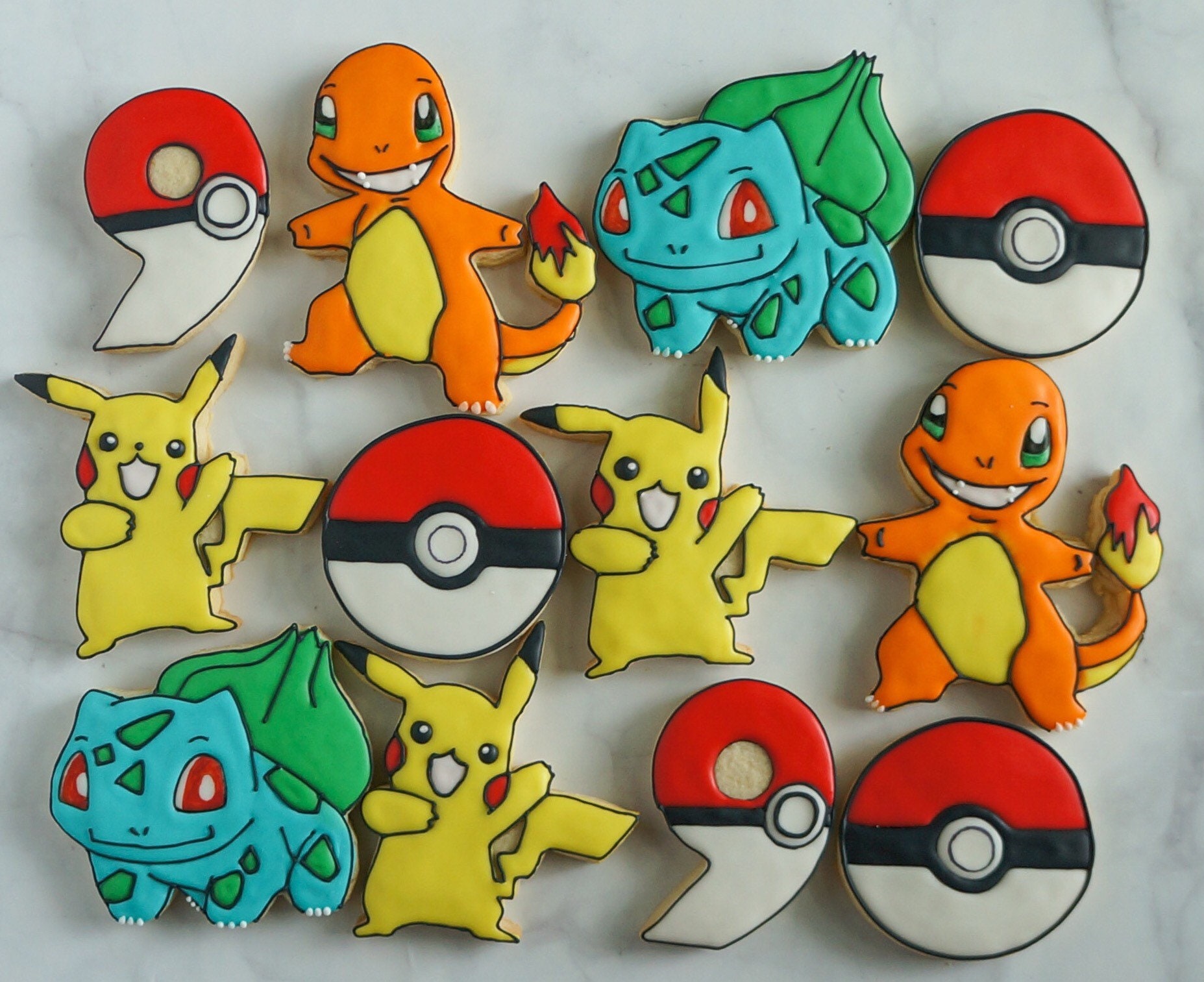 Themed Cookies Pokemon Pikachu Charmander Custom Birthday - Etsy