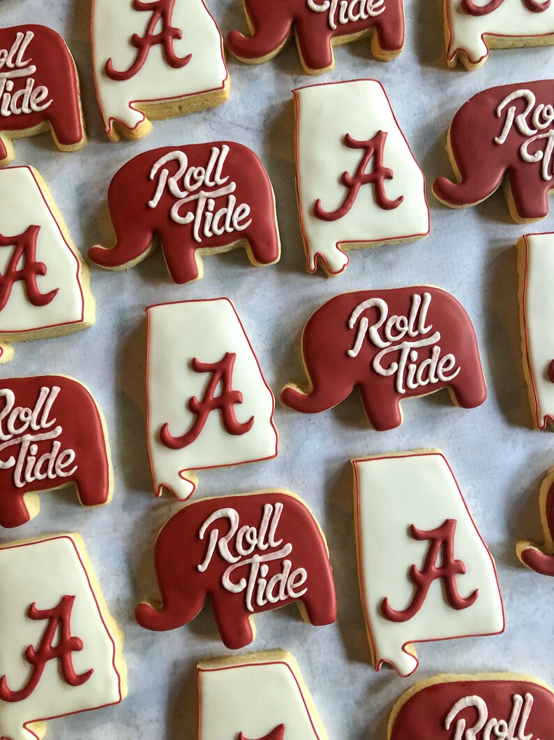 Alabama Crimson Tide Football Themed Decorated Cookies 12 Cookies - Etsy