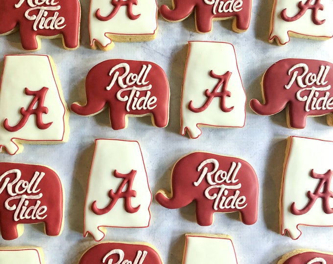 Alabama Crimson Tide Football Themed Decorated Cookies 12 Cookies - Etsy