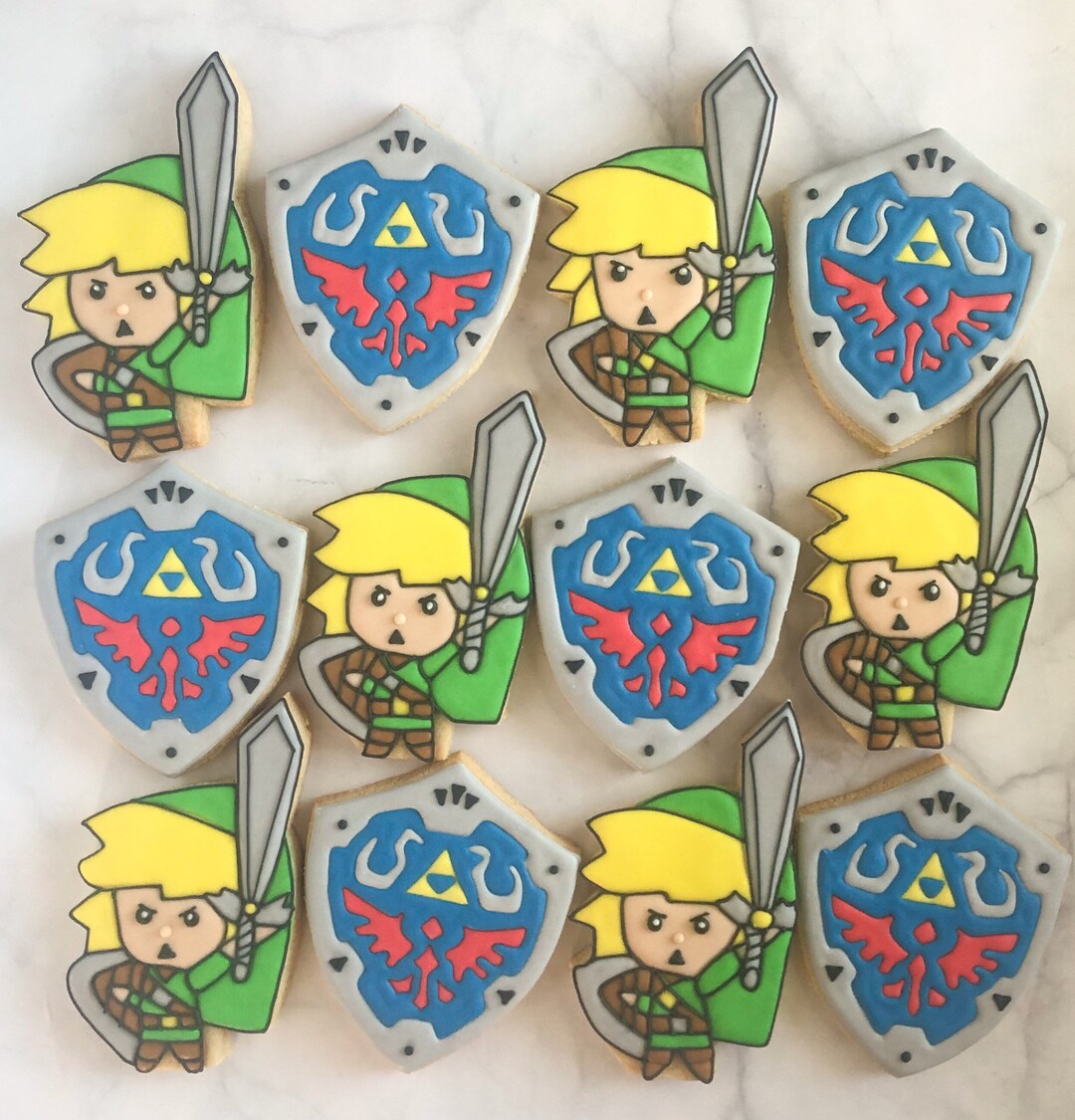 Zelda Themed Cookies Link and Zelda Shield 1 Dozen - Etsy
