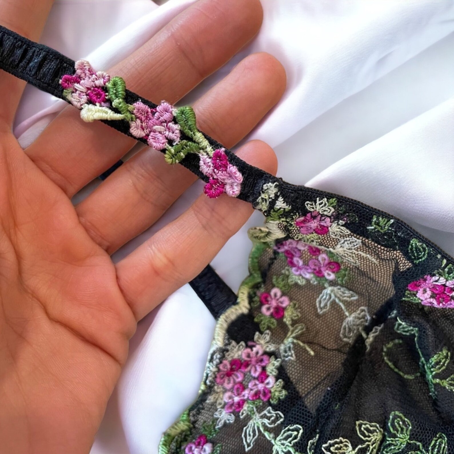 Vintage Lace Bra With Embroidered Florals - Etsy