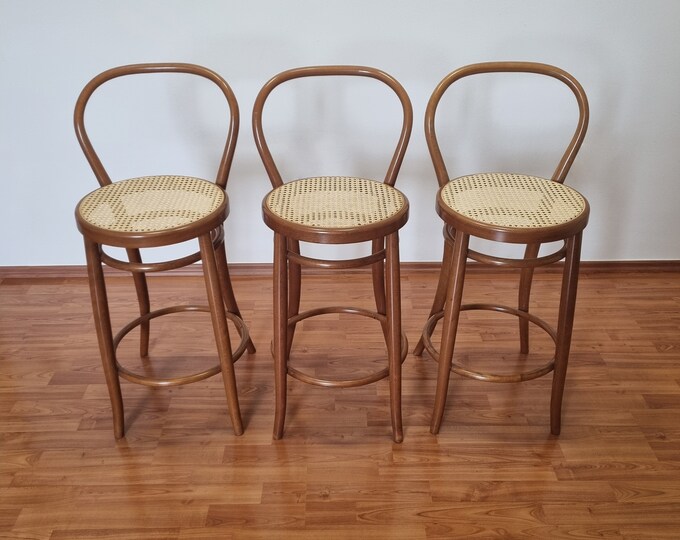 Set of 3 Vintage Cane Bar Stools, Italy 90s - Etsy