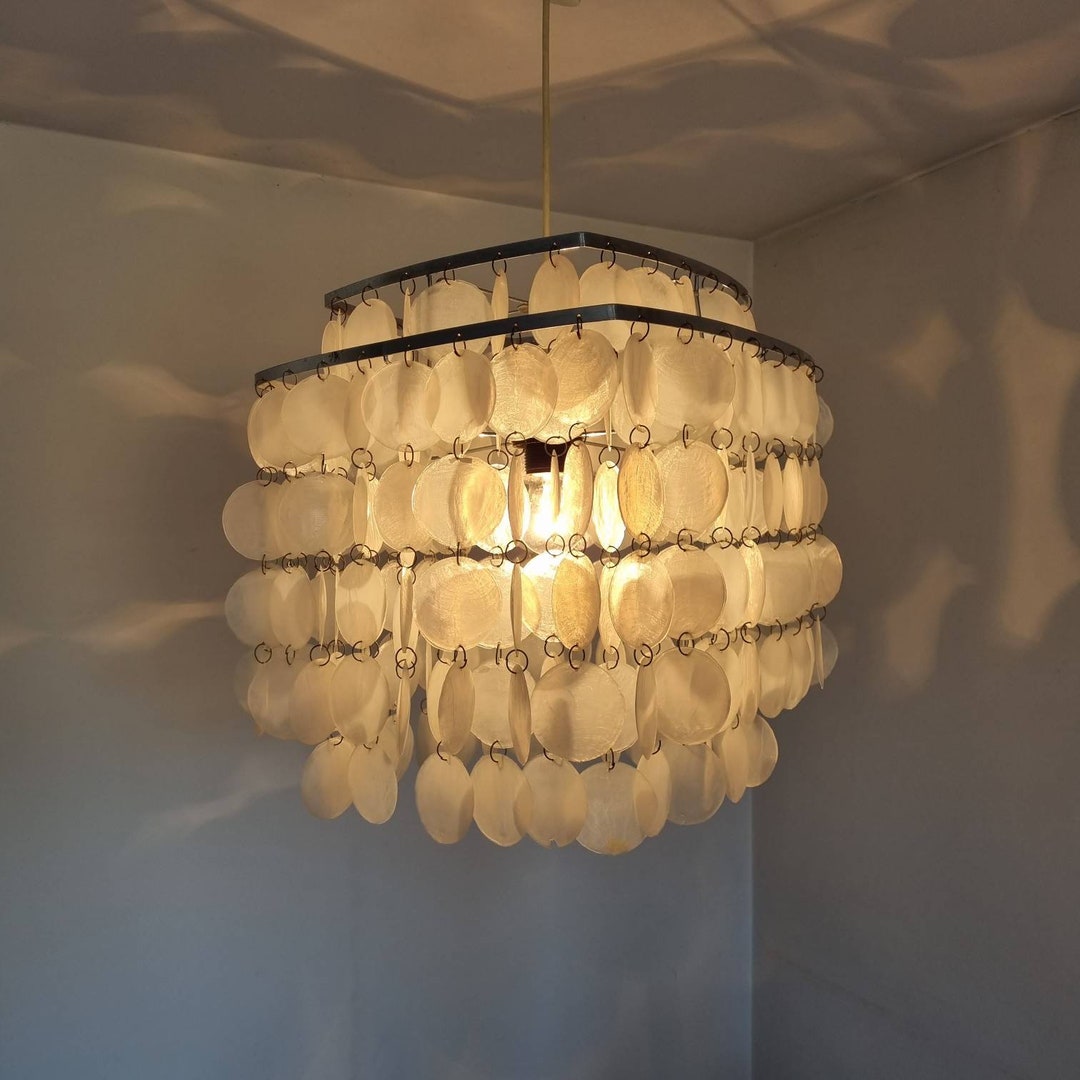 Verner Panton Style Mother Pearl Chandelier, Italy 70s - Etsy