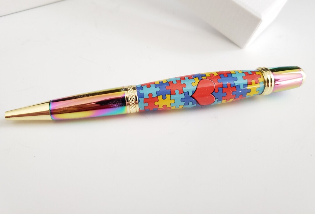 Autism Awareness Puzzle Heart Love Pen, Pen, Ballpoint Pen, Handmade ...