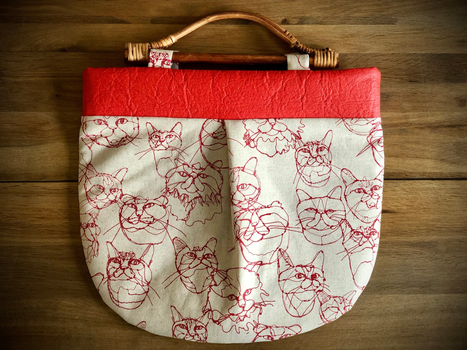 Bamboo Handle Bag Vegan Bag Cats Bag Design Bag Vintage - Etsy
