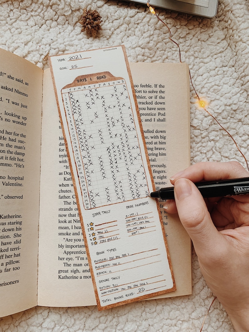 Reading Habit Tracker Bookmark book Tracker Bookmark - Etsy