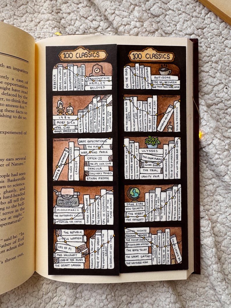 100 Classics Reading List Bookmark! - Classic Literature Bookshelf ...