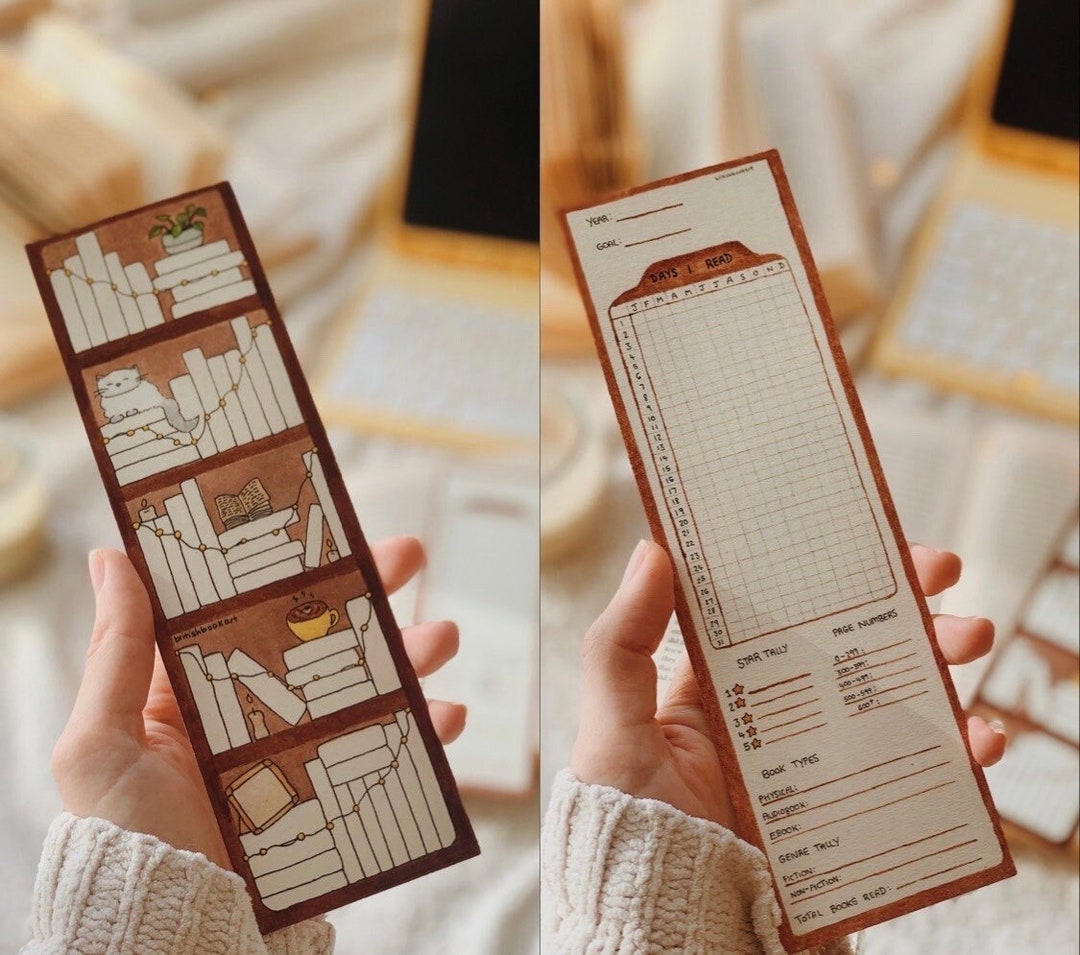 COMBO Reading Habit & Bookshelf Tracker Bookmark! DOUBLE-SIDED - Etsy