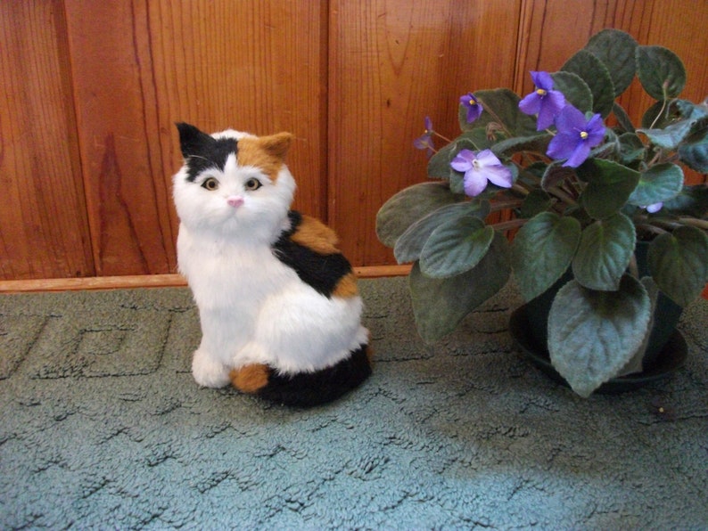Realistic Furry Cat Figurine Handmade Synthetic Fur Lifelike - Etsy