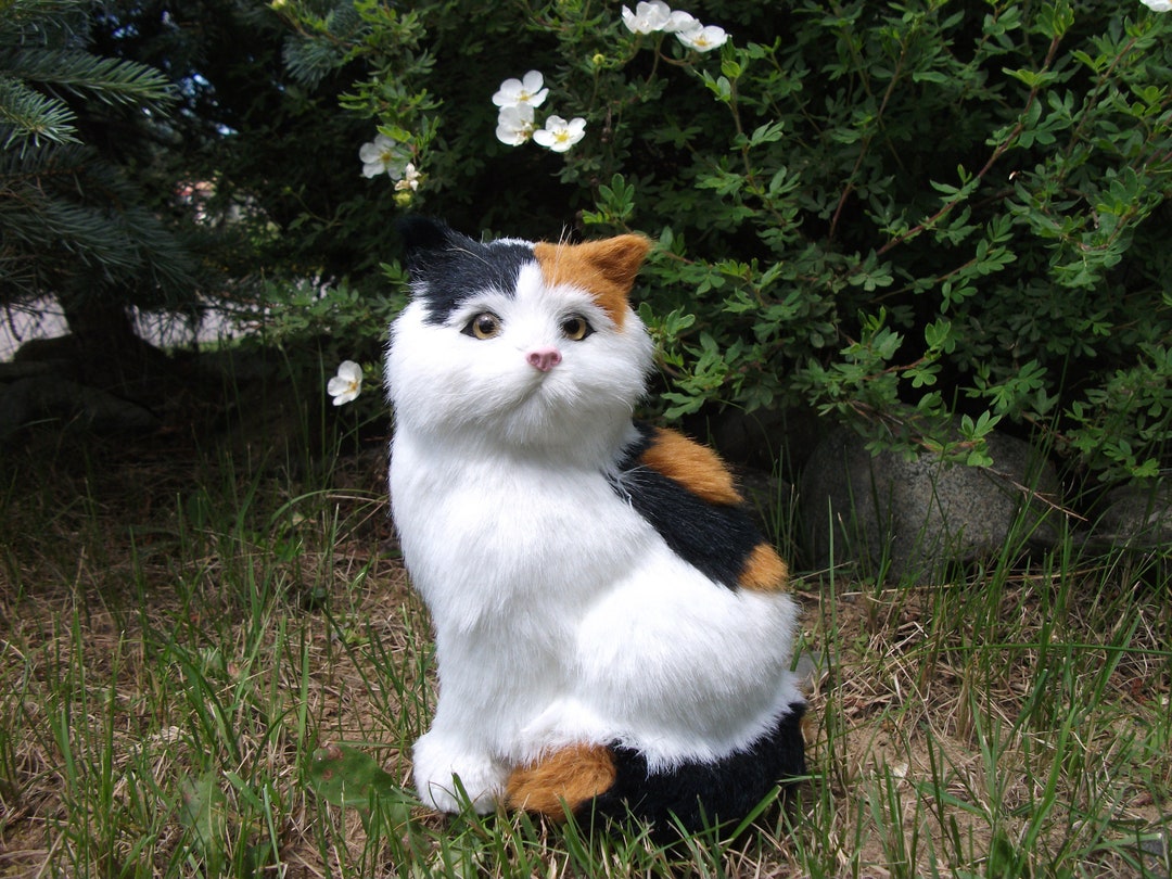 Realistic Furry Cat Figurine Handmade Synthetic Fur Lifelike - Etsy