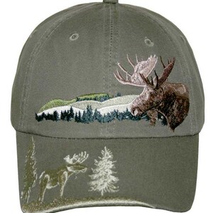 Moose Ball Cap Embroidered Moose Scene Hat Embroidered Moose Baseball ...