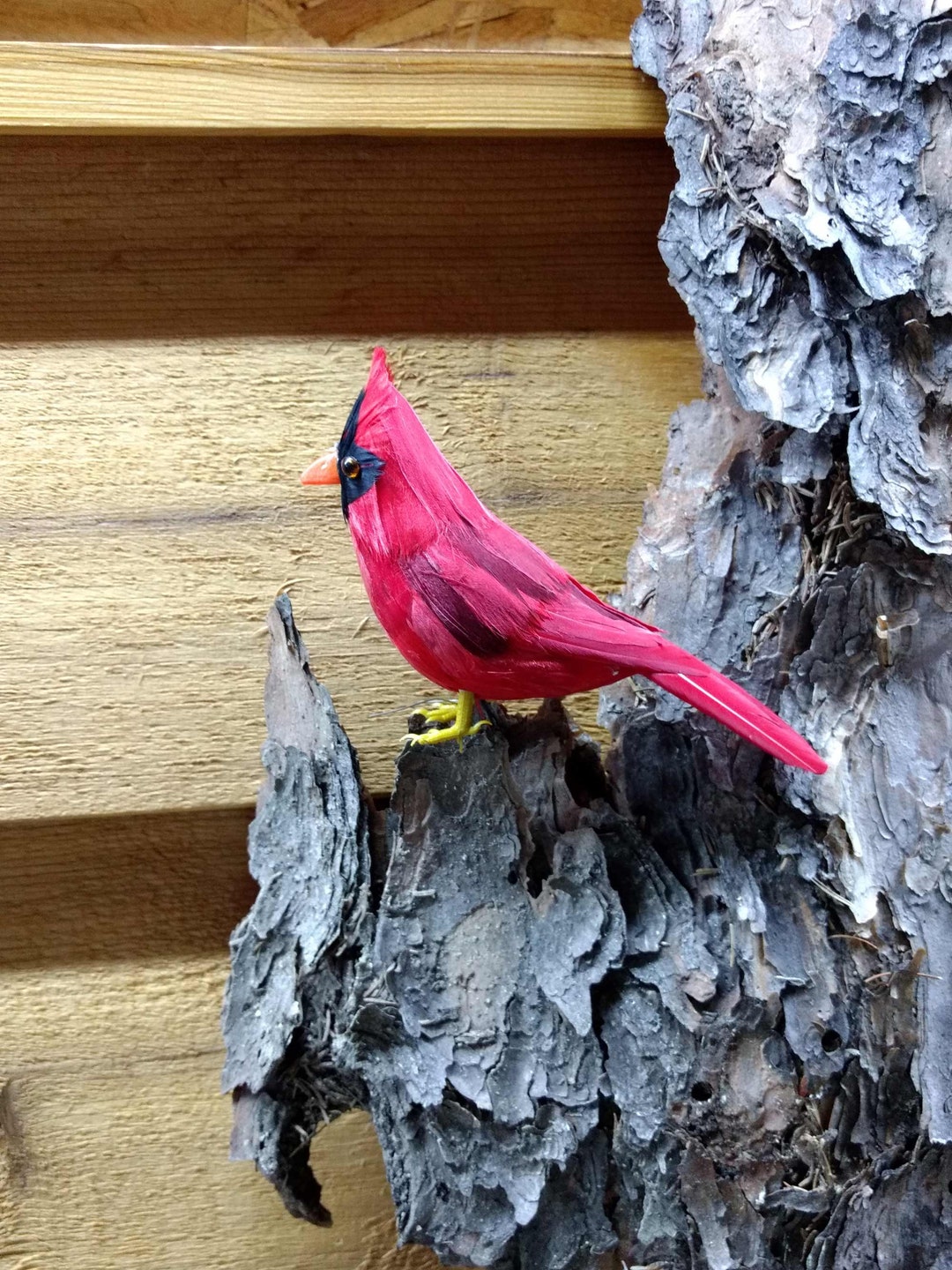 Handmade Cardinal Toy Cardinal Bird Replica Made With Real Feathers ...