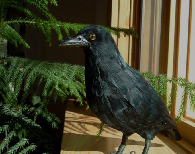 Handmade Large Crow Replica Figurine That Looks Real Lifelike Toy Fake ...