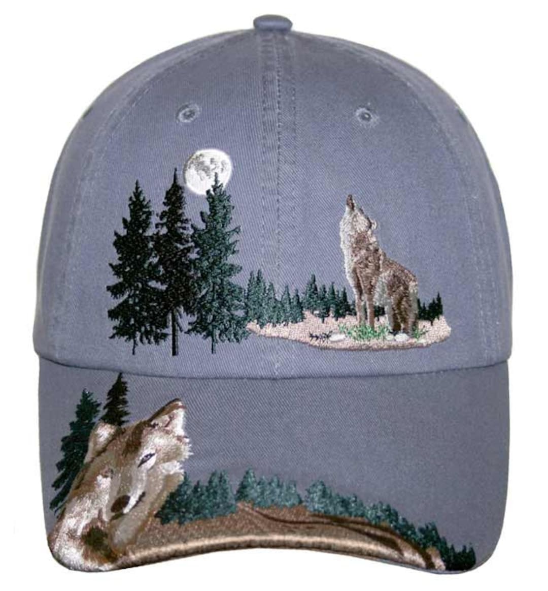 Wolf Cap Embroidered Ball Cap With Wolf Scenes Wildlife Lovers Cap - Etsy
