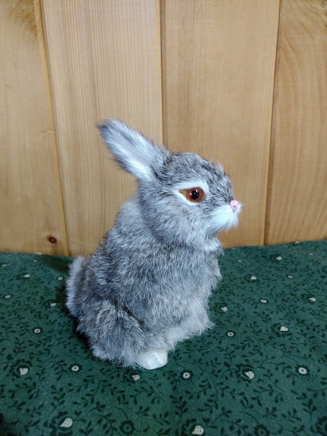 Realistic Furry Fake Bunny Rabbit Figurine Lifelike Grey & - Etsy