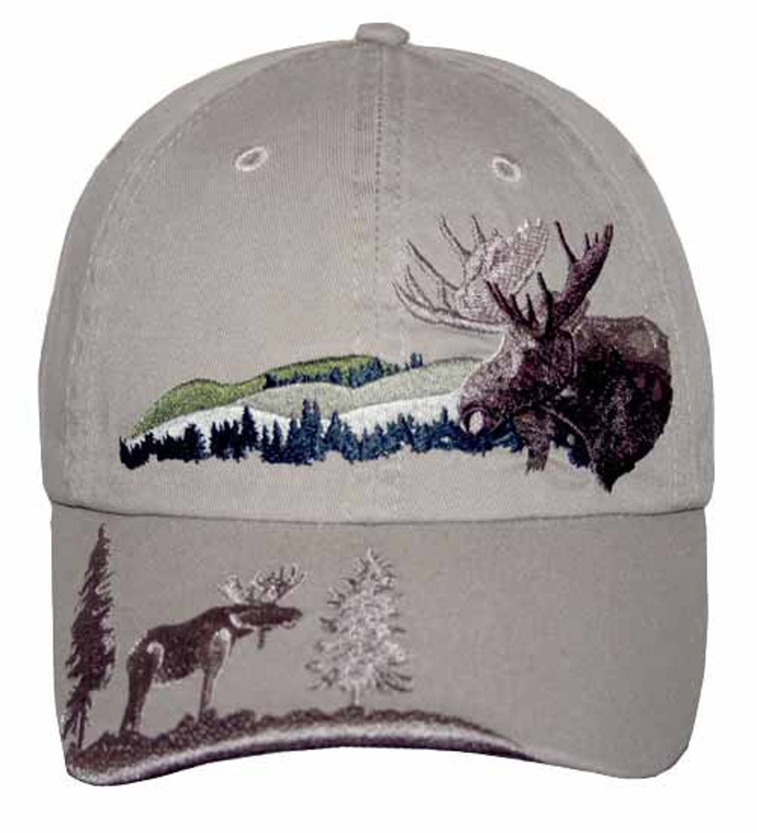 Moose Ball Cap Embroidered Moose Scene Hat Embroidered Moose Baseball ...