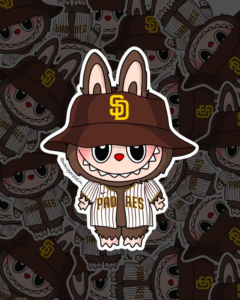 Labubu San Diego Padres Vinyl Sticker – Cute Monster Waterproof Glossy ...