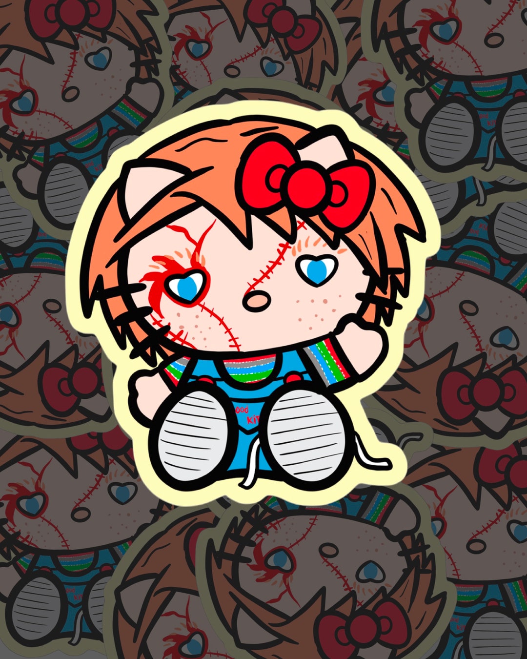 Hello Kitty X Chucky Sticker | Custom Vinyl Sticker Glossy - Etsy