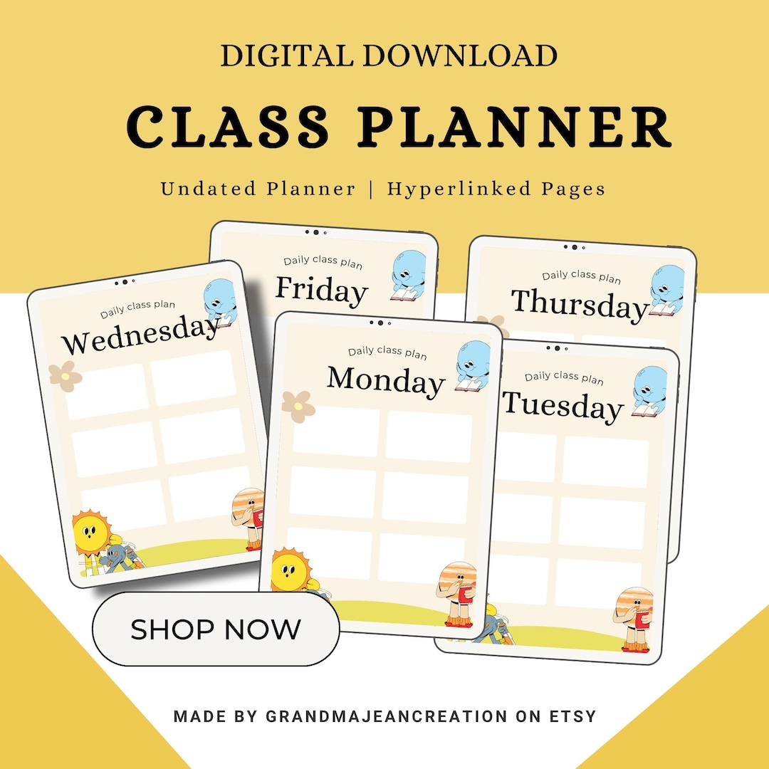 Class Planner Template Detailed Class Schedule Organizer Grade Tracker ...