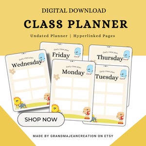 Class Planner Template Detailed Class Schedule Organizer Grade Tracker ...