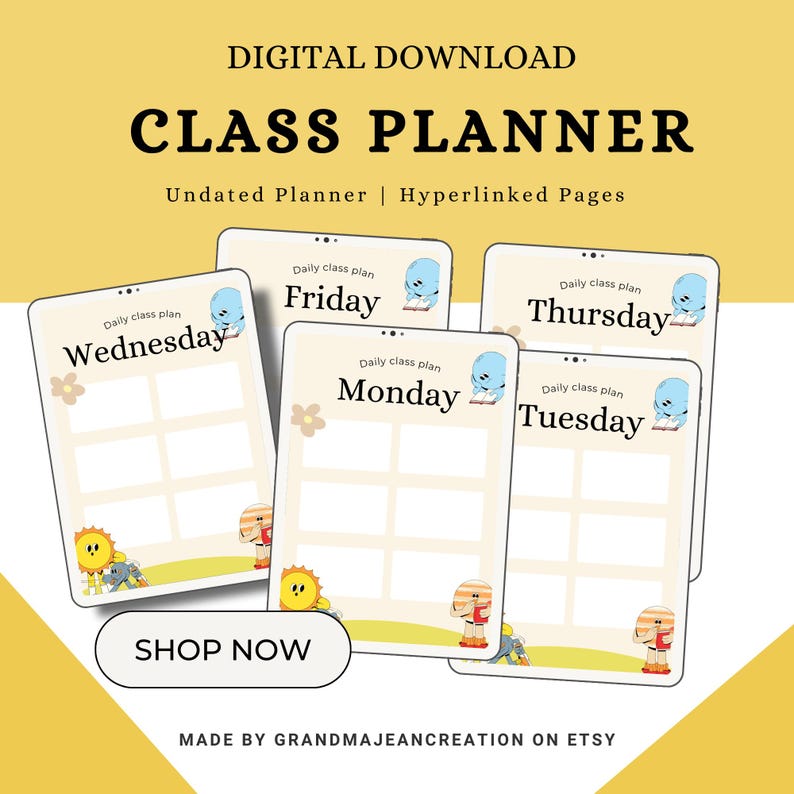 Class Planner Template Detailed Class Schedule Organizer Grade Tracker ...