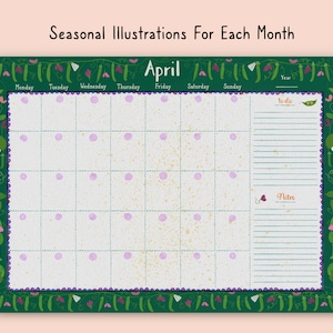 Monthly Blank Calendar | Printable Undated Calendar | Monthly Planner ...